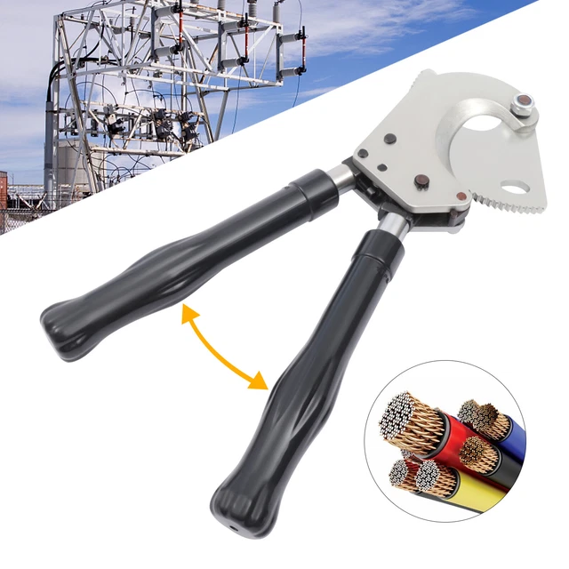 RATCHET CABLE CUTTER Aluminum & Armored Wire Cut Hand Tool Ratcheting ...