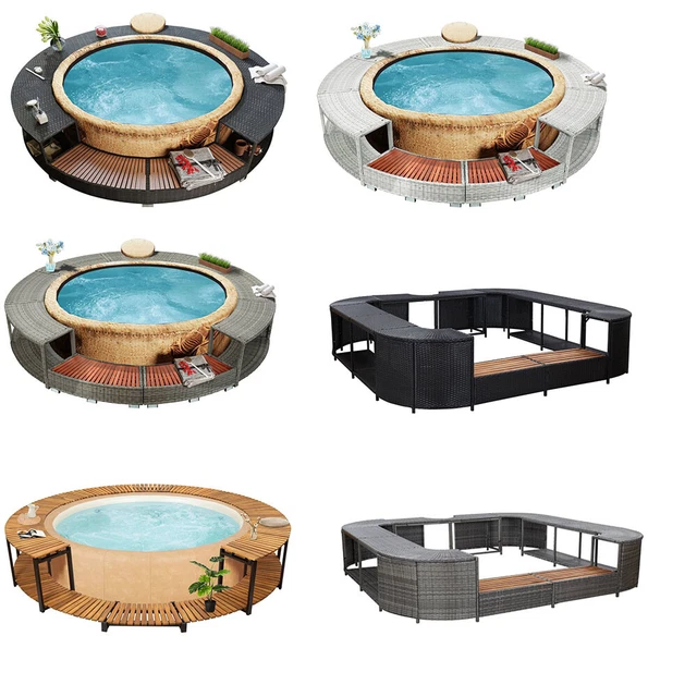 WHIRLPOOL UMRANDUNG POLY Rattan Spa Poolumrandung Poolverkleidung ...