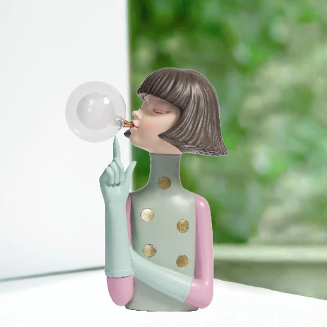 CREATIVE NIGHT LIGHT Resin Table Lamp Girl Statue Decorative Lamp Cute ...