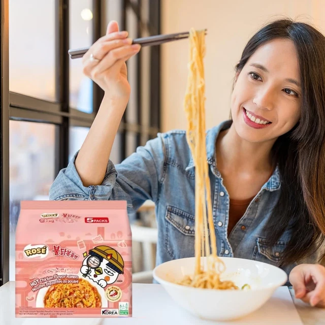 SAMYANG HOT CHICKEN Buldak Ramen - ROSE Flavour 140g (Pack of 5) [HALAL ...