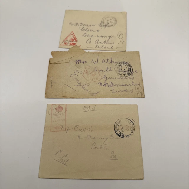 WWI 3 X Field Post Office Stamped Covers passed by censor £5.43 ...