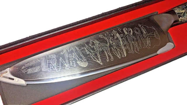 8& CHEF KNIFE 67-layer Damascus Egyptian Protection Design Magic Custom ...