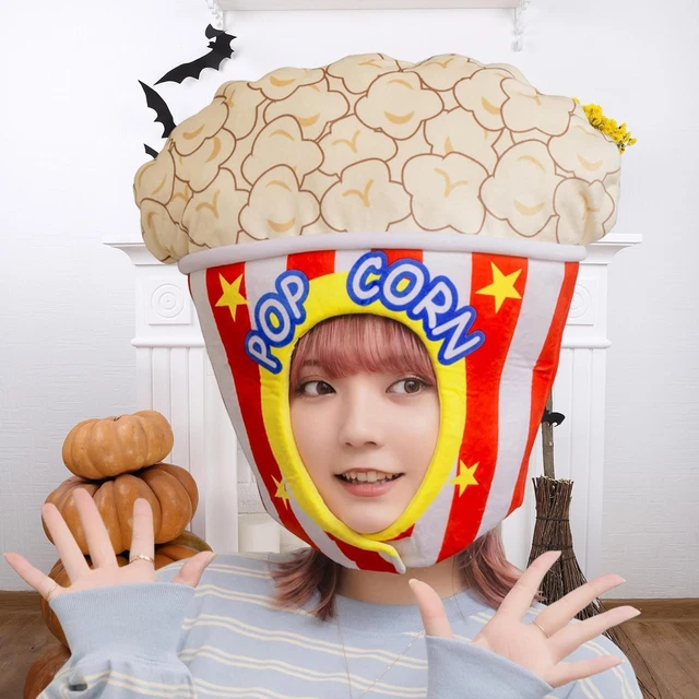 POPCORN HAT HEAD Cover Comfortable Cosplay Headgear for Festival Party ...