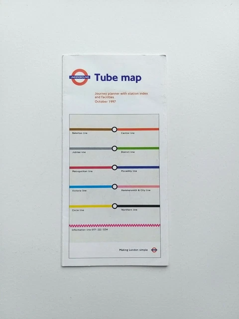 OCTOBER 1997 LONDON Underground Tube Map Pocket Diagram Scoot £15.00 ...