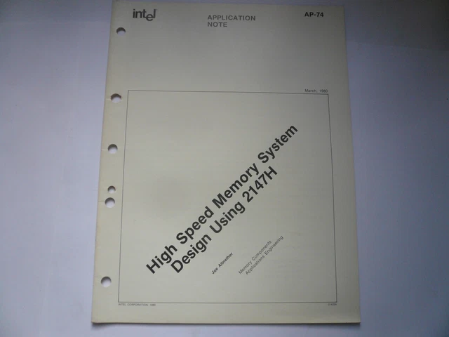 Intel High Speed Memory System Design Using 2147h Année 1980 15 10