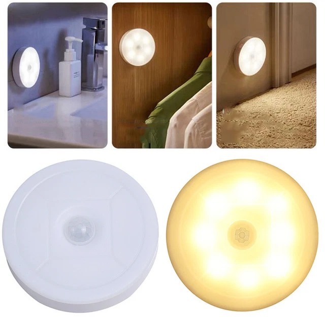 8 LED MOTION Sensor Wireless Night Light USB Battery Lights Cabinet ...