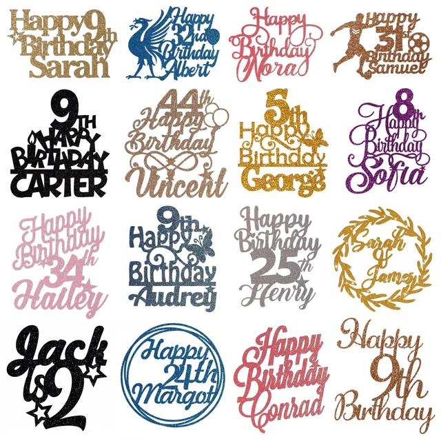 Personalised Happy Birthday Cake Topper Any Age Any Name Party Cake