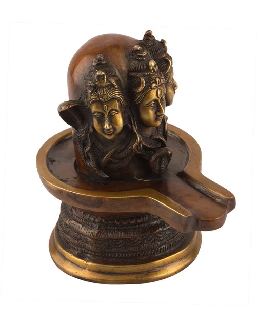 LORD SHIVA THREE Face Shivling God Large Idol Brass Statue Figurine ...