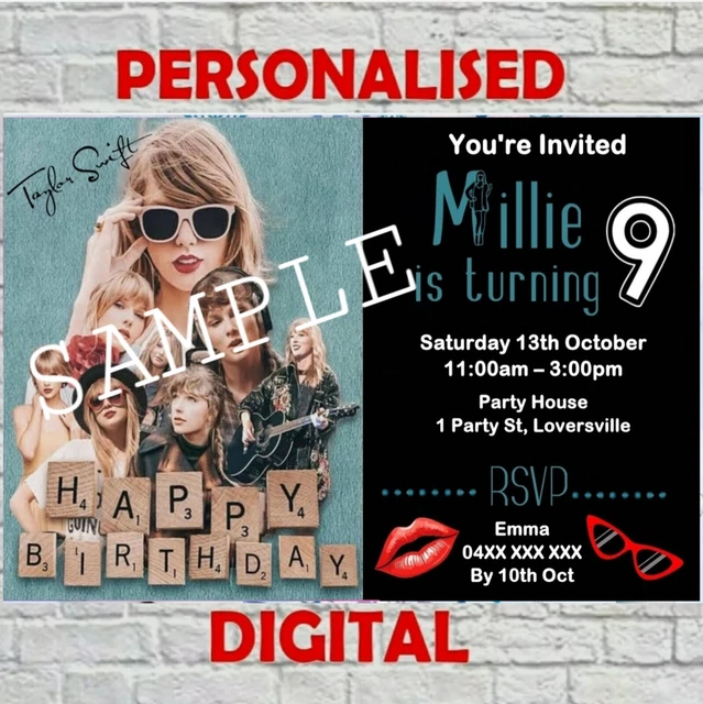 TAYLOR SWIFT SWIFTIE Digital Printable Birthday Party Invitation $5.99 ...