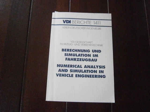 &BERECHNUNG UND SIMULATION im Fahrzeugbau" VDI Bericht 1411 EUR 15,37 ...