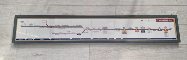 FRAMED TUBE MAP London Underground Metropolitan Line interior carriage ...