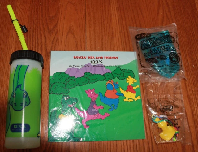 DINOSAUR BOOK ~ RUNZA Rex & Friends ~ Lot of Happy Meal Toys 2000 ...