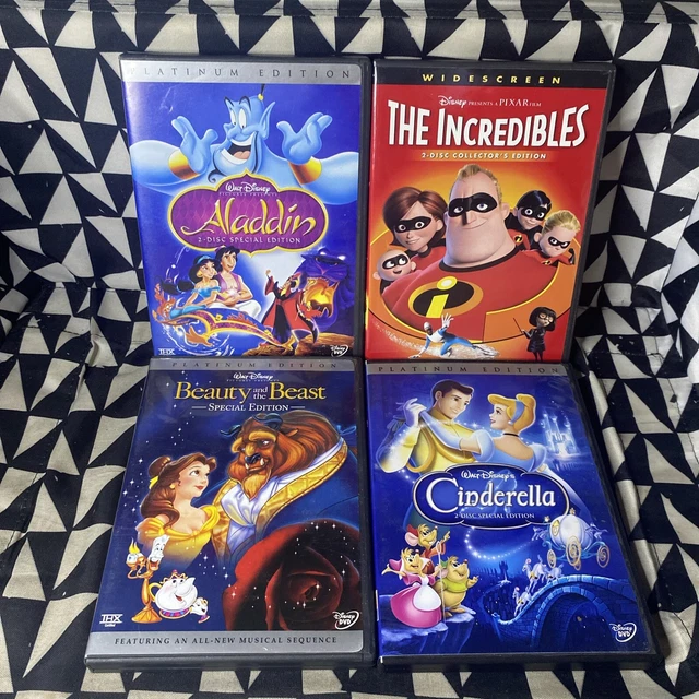 DISNEY DVD LOT Of 4: Cinderella - Aladdin - Incredibles - Beauty And ...