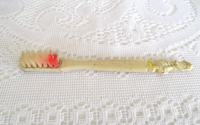 VINTAGE ANTIQUE 1930S Early Plastic Disney Donald Duck Toothbrush ...