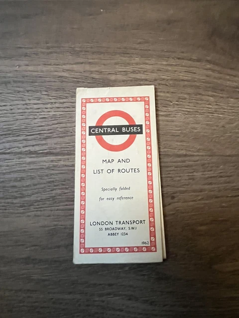 LONDON TRANSPORT CENTRAL Buses Map And List of Routes 1962 £5.00 ...