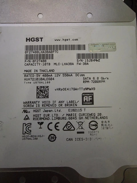 HGST ULTRASTAR DC HC510 10TB 7200 RPM 256MB 3.5” HDD PARTS ONLY AS IS ...