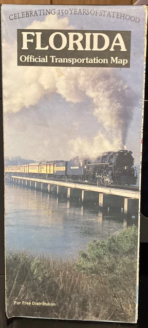 1995 OFFICIAL STATE Issue Road Map Of Florida 150 Years Of Statehood $5 ...