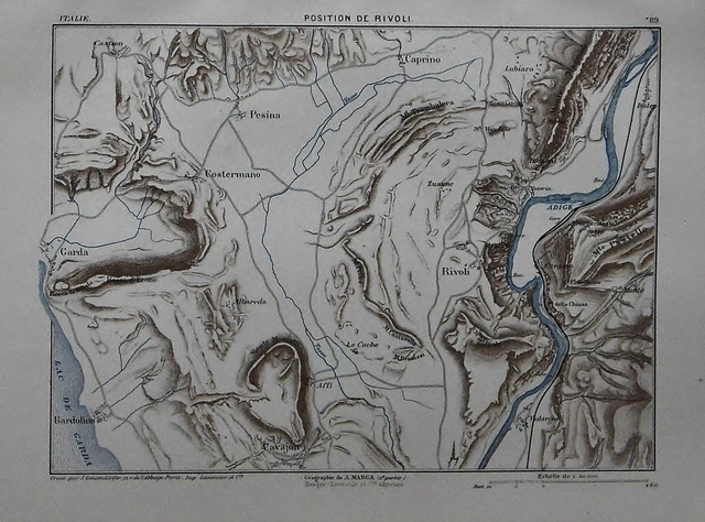 1884 ORIGINAL MILITARY map MARGA..MAP SURROUNDINGS DE RIVOLI.. ITALY £ ...