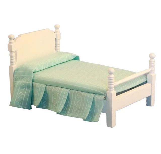 MAISON DE POUPÉES Victorien Blanc Simple Lit Miniature En Mobilier Chambre 1:12 EUR 23,71 ...