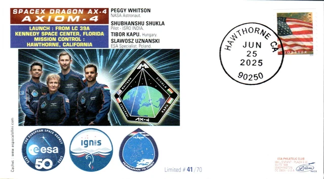 2025 AXIOM-4 AX-4 Mission Launch To The ISS SpaceX HQ Hawthorne 25 June Lollini $9.68 - PicClick CA