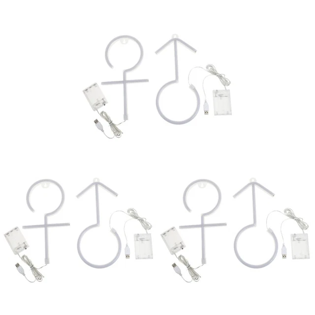 6 PCS WALL Mounted Gender Logo Led Neon Light Led Neon Sign Decor ...