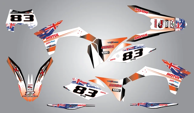 CUSTOM GRAPHICS FULL Kit AUSSIE PRIDE Style stickers fits KTM EXC 2011 ...