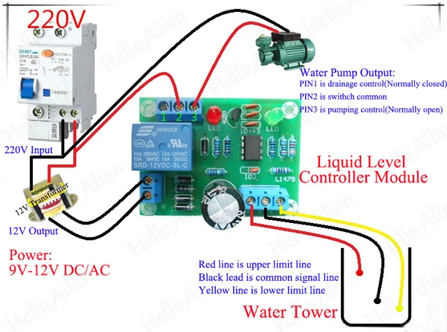 AC-DC 9V-12V LIQUID Level Controller Switch Module Water Level ...