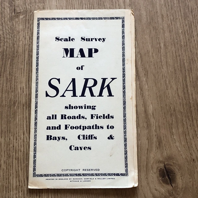 VINTAGE SCALE SURVEY Map Of Sark Roads Fields Footpaths To Bays, Cliffs ...