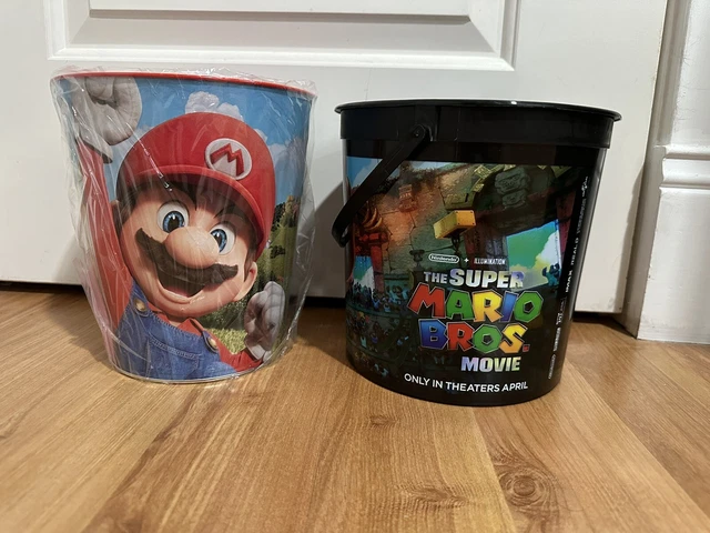 2 NEW SUPER Mario Bros Movie Popcorn Tin Bucket Zinc Plastic Donkey ...
