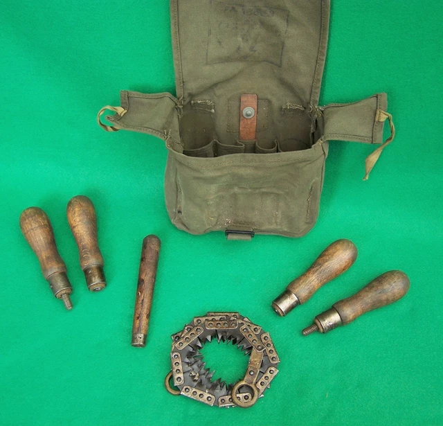 WW2 MILITARY FOLDING Chain Saw 1944 c/w Pouch & Handles US/GB £39.99 ...