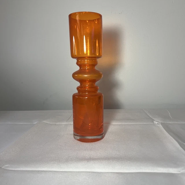 60S-70S ORANGE GLASS Hooped Vase by Per Olaf Strom for Alsterfors of ...