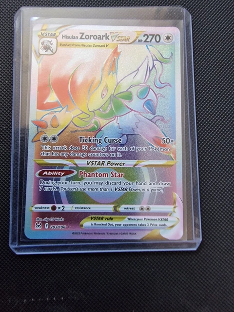 HISUIAN ZOROARK VSTAR 203/196 Rare Rainbow Pokemon Card (Sworld ...