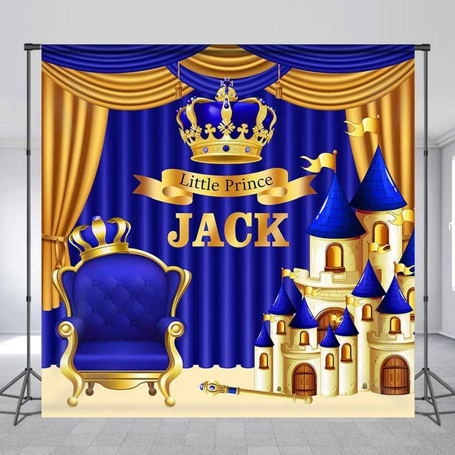 BLUE CROWN CURTAIN Castle Custom Baby Shower Backdrop $38.01 - PicClick AU