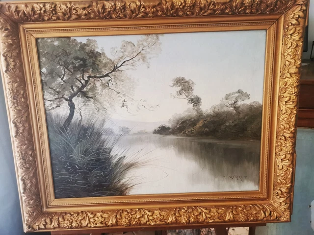 GRAND TABLEAU ANCIEN XIX -ème huile sur toile de Paul Louis MORIZET (1850 - ?) EUR 350,00 ...