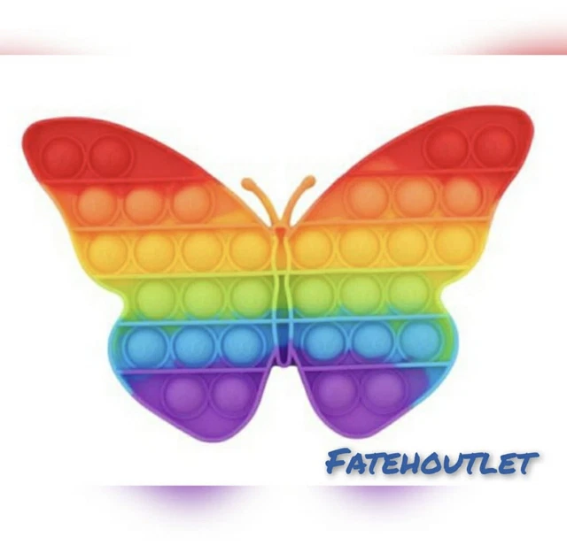 PUSH POP BUBBLE Fidget Sensory Stress Relief Poppet Silicone Butterfly ...