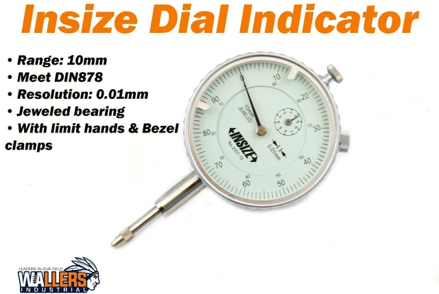 INSIZE 2301-10 LUG back dial indicator 10 mm w/ limit hands and bezel ...
