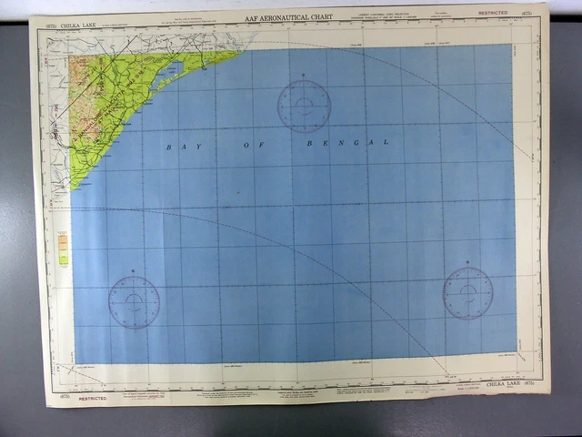 US ARMY AIR Force Map Aeronautical Pilot Chart Ww2 1944 Chilka Lake ...