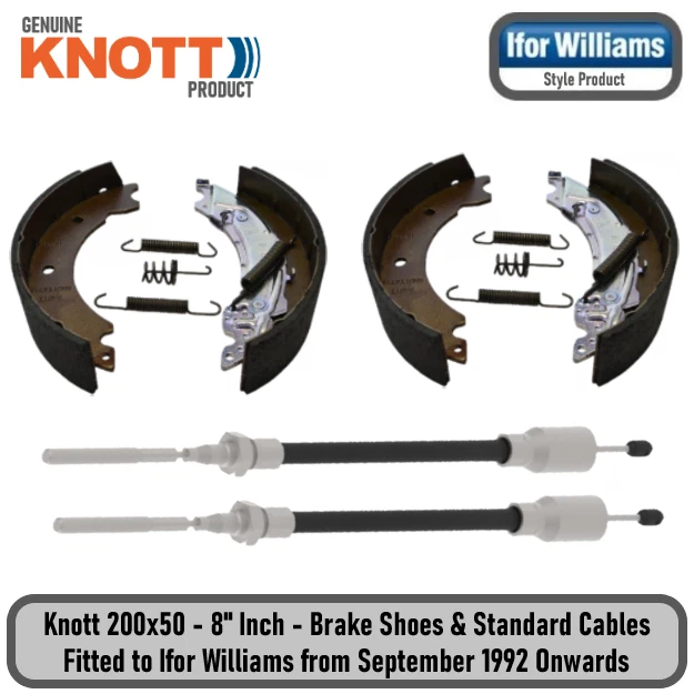 GENUINE KNOTT DETACHABLE Brake Cable and Shoe Kit for Ifor Williams P6G ...