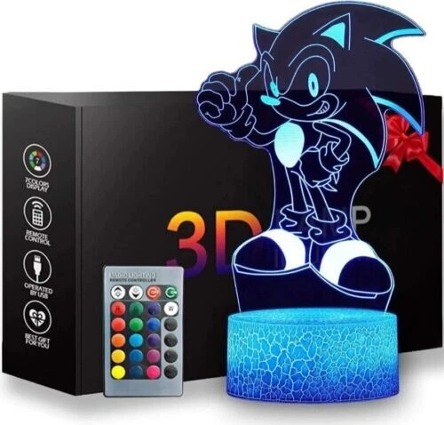 SONIC THE HEDGEHOG 3D Illusion LED Light Lamp Designs & Remote Control ...