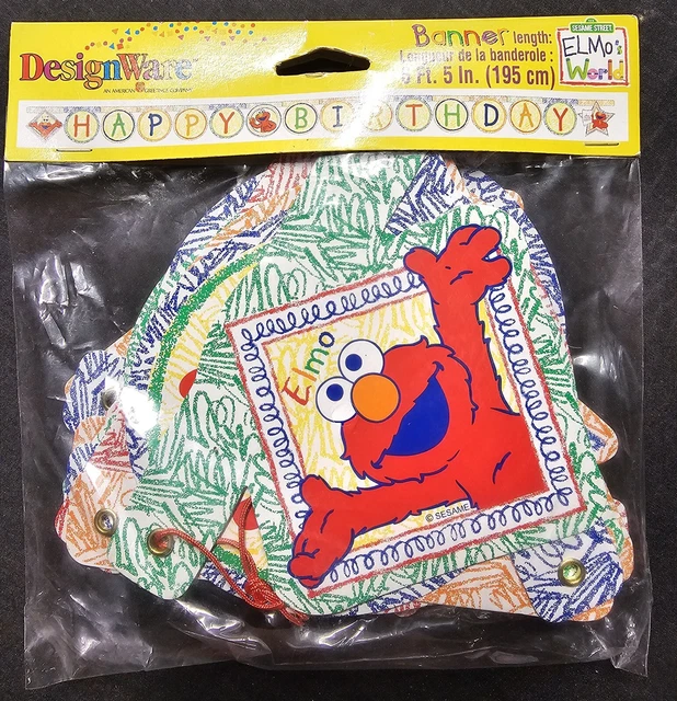 *NEW* VINTAGE ELMO Sesame Street Happy Birthday Banner £10.98 - PicClick UK