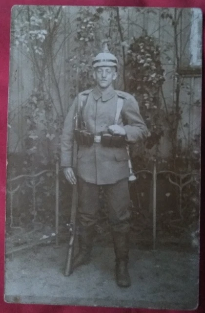 WW1 GERMAN SOLDIER Pickelhaube Rifle Bayonet Field Uniform Real Photo ...