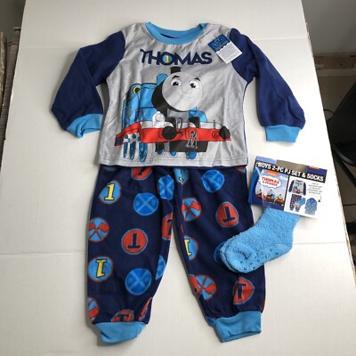THOMAS THE TRAIN Tank Engine Boy’s Fleece Pajama Set with Socks £20.33 ...