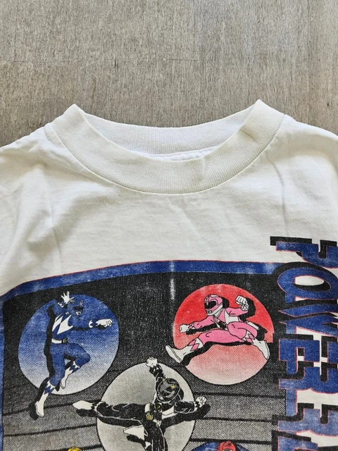 VINTAGE 1990S POWER Rangers Single Stitch White T-shirt Toddler 5/6 $25 ...
