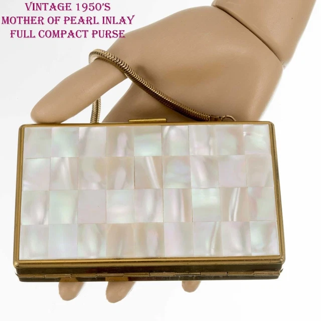 VINTAGE KAYCRAFT 1940/50S Mother of Pearl Minaudiere Carryall Purse ...
