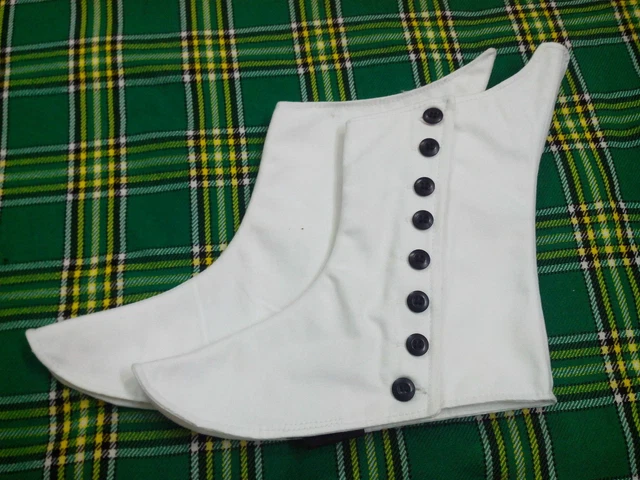 White Cotton Highland Kilt Spats With 8 Buttons Unisex New Highland ...