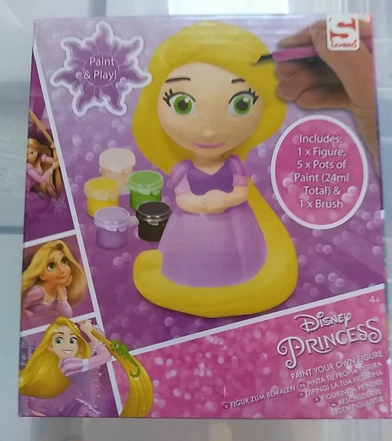 DISNEY PRINCESS RAPUNZEL PAINT YOUR OWN ceramic FIGURE BRUSH 6 PAINTS ...
