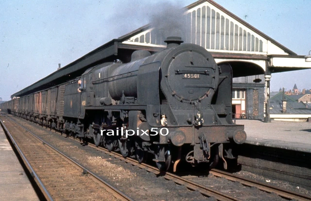 RAILWAY TRAIN SLIDE. 161.30. Patriot class steam loco 45501. Warrington ...