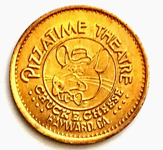 CHUCK E CHEESE Pizza Token 1981 Hayward Ca Pizza Time Theatre Arcade ...