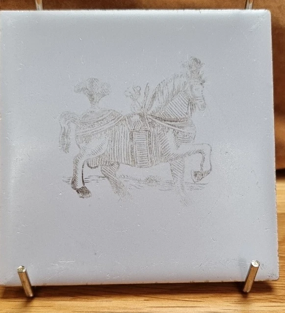 ANTIQUE MINTON CEREMONIAL Horse Monochrome Tile 11cm x 11cm £12.00 ...