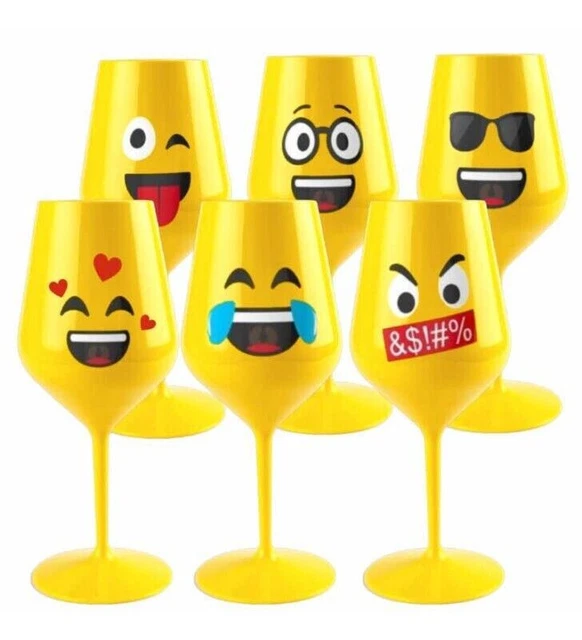 6 PZ CALICI Bicchieri Santero Gialli Emoji Prosecco Vino Spumante EUR ...